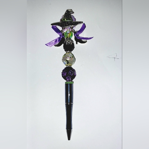Handmade | Office | Beaded Pen Purple Witch Hat With Shoes For ...